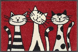 Wash+Dry Three Cats Tapis Del Sol, Polyamide Dos : Caoutchouc Nitrile, Multicolore, 40x60cm
