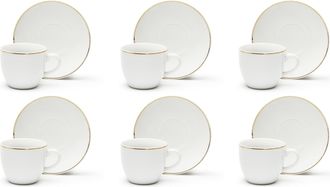Excelsa Gold Set 6 Tassen mit Untertasse aus Porzellan mit Goldrand