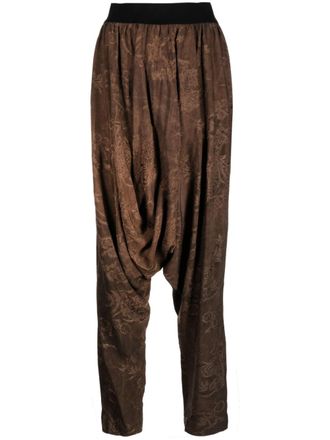 Uma Wang pantalon sarouel à fleurs brodées - Marron