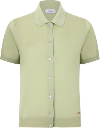 Versace Femme, Pulls, Vert, Taille: 38 FR Knit Polo Cardigan