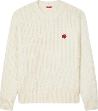 Kenzo Homme, Pulls, Beige, Taille: S Boke Flower Knit Sweater