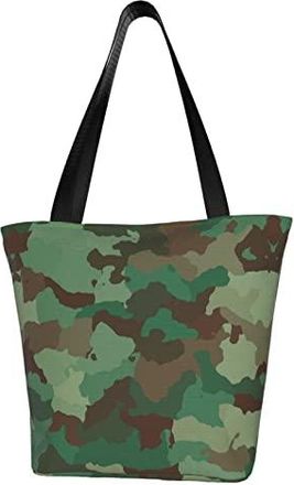 AOOEDM Green Army Camouflage Tote Bag Femmes Capacit&eacute; &Eacute;paule &Eacute;picerie Sacs