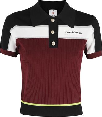 Casablanca Femme, Tops, Multicolore, Taille: 36 FR Polo &agrave; Manches Courtes Ray&eacute;