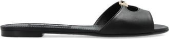 Dolce & Gabbana Femme, Chaussures, Noir, Taille: 37 1/2 EU Slide en cuir de veau