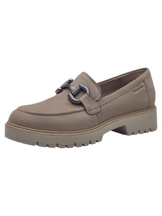 Tamaris Damen Slipper Leder bequem; Taupe, EU 39