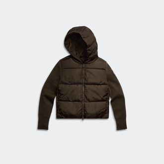 Canada Goose HyBridge Strick-Kapuzenjacke mit breiter Steppung und farblich abgestimmtem Logo (Weiblich, Terra, M)