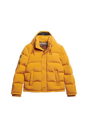 Superdry Herren Kurze Everest Steppjacke mit Kapuze Senf/Marineblau Stickerei XXL