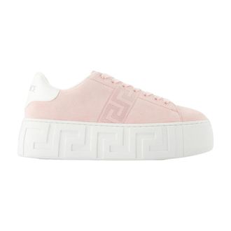 Versace La Greca Suede Platform Sneakers - - Shoes - Damen - Rosa - 40 EU