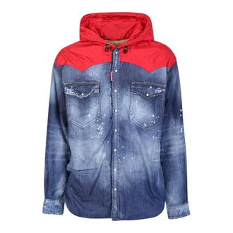 Dsquared2 Homme, Vestes, Bleu, Taille: M Veste en jean hybride &agrave; capuche