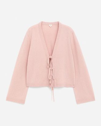 Arket Strickjacke Aus Wolle Mit Bindeb&auml;ndern -Rosa