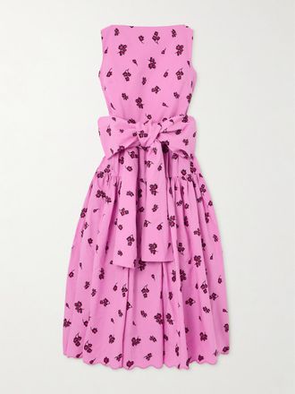Erdem Midikleid Aus Einer Baumwollmischung Mit Stickereien Und Wellenkante - Pink