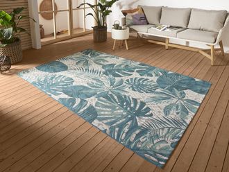 Hanse Home Tropical Leaves In- & Outdoor Teppich - Flachgewebe Aussenteppich, Jungel Palmen Bl&auml;tter Design, &Ouml;KO-TEX Wetterfest & UV-best&auml;ndig f&uuml;r Balkon, Terrass
