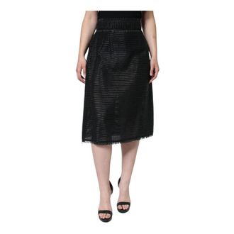 Dolce & Gabbana Schwarzer High-Waist Bleistiftrock in Midi-L&auml;nge - - Skirts - Damen - Schwarzk - XL