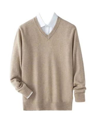 Generic Pull chaud en cachemire à col en V pour homme - Style décontracté - Manches longues - Solide, 612, L