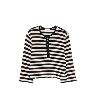 Frame Denim Striped Pointelle-knit Sweater