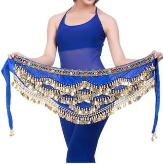 Generic Ceintures Femme - Ceinture de Danse Orientale &Eacute;charpe de Hanche en Or Costume de Sc&egrave;ne pour Belly Dance avec Pi&egrave;ces Sonores