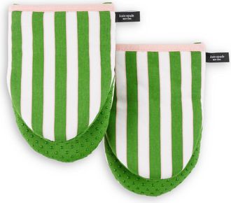 Kate Spade New York Kate Spade New York Botanical Stripe Mini-Ofenhandschuh, 2er-Pack, 14 x 20,3 cm, Gr&uuml;n/Rosa