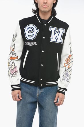Off-white Varsity-Bomber CHICAGO BULLS mit Patchwork Off-White