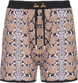 Balmain Shiny Snakeskin Knit Shorts - - Shorts - Damen - Braun - S