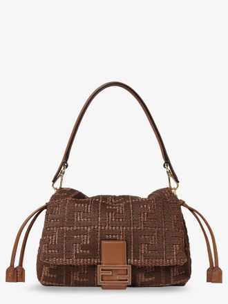 Fendi Mamma Baguette Medium Raffia Handbag with FF Embroidery - FENDI - gender_Woman