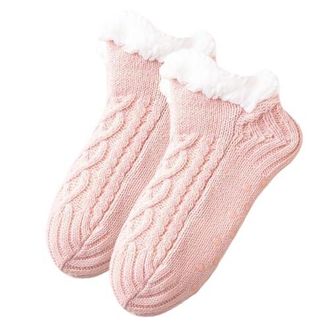 Generic Chaussettes chaudes et antidérapantes en polaire corail pour femme, rose, Taille unique