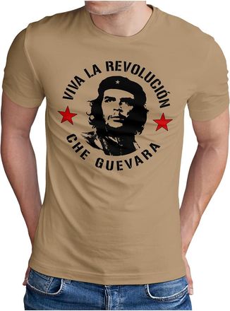 OM3 Che Guevara T-Shirt - Herren - Viva La Revolucion Guerilla K&auml;mpfer - Khaki, 3XL