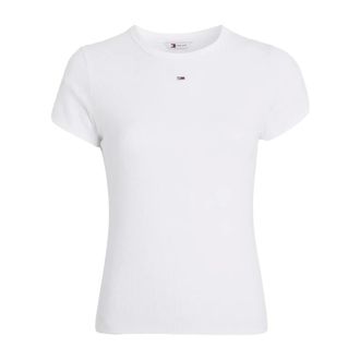 Tommy Jeans T-shirt col V coton - Femme - Tops - Blanc - Taille: 36 FR