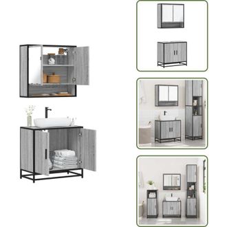 vidaXL 2-tlg. Badm&ouml;bel-Set Grau Sonoma Holzwerkstoff - Badm&ouml;bel Set - Badm&ouml;bel Sets - Badezimmerm&ouml;bel-Set - Badezimmerschrank