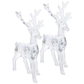 DOITOOL Acrylique Ornements De Renne De No&euml;l 2 Pi&egrave;ces Figurine De Cerf Clair Statues De Figurine De Cerf De No&euml;l D&eacute;corations De Table De Renne Pi&egrave;ce Ma&icirc;tresse