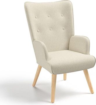 IDMarket Skandinavischer Sessel IVAR mit beigem Stoffbezug