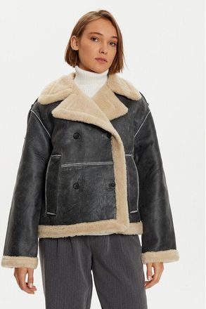 Karen by Simonsen Lederjacke Reio 10105187 Grau Regular Fit