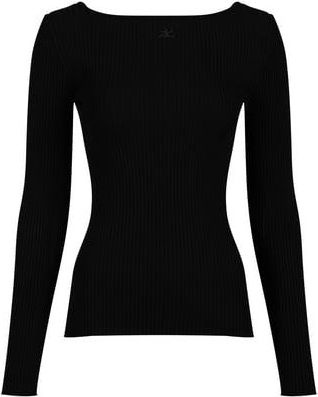 Courr&egrave;ges Pull c&ocirc;tel&eacute; &agrave; logo brod&eacute;