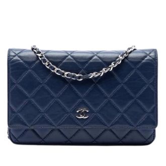 Chanel Portefeuille sur cha&icirc;ne Pre-owned - Femme - Pre-owned - Bleu - Taille: ONE Size