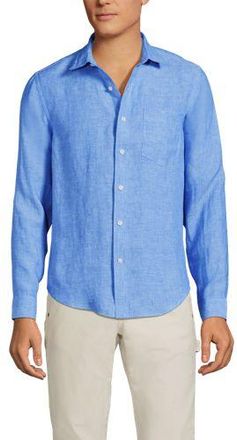 Lands End Leinenhemd mit langen Ärmeln, Herren, Größe:52-54 regular, Blau, Leinen, by Lands End