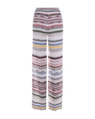 Missoni Womens Wide Trousers Viscose Zig Zag Multicolour Multicolour-White Multicolour/white