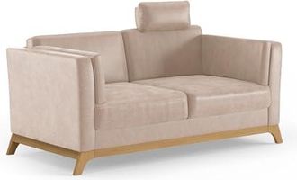 Cavadore Cavadore 2,5er-Sofa Vida / 2,5-Sitzer Couch im trendigen Design mit massivem Holzrahmen in Eiche, Kopfstütze mit Kuschelkissen / 183 x 84 x 93 / Mikro