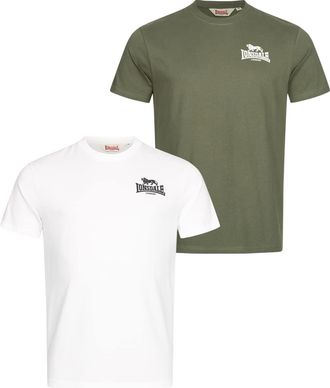 Lonsdale Herren T-Shirt Normale Passform Doppelpack BLAIRMORE, Green/White, 5XL