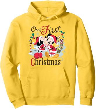 Disney Mickey & Minnie Our First Christmas Holiday Couples Pullover Hoodie