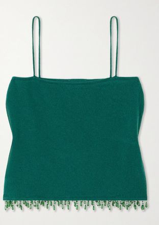 Bode Haut En Laine Et Cachemire Mélangés À Franges Et À Perles - Vert