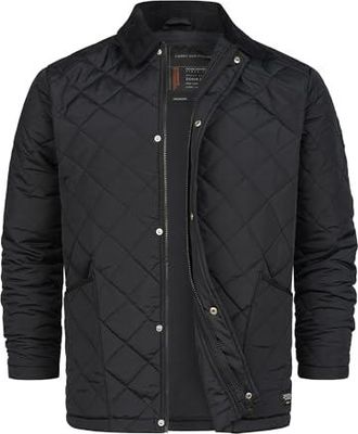 Indicode Veste matelassée INDram pour homme avec col en velours côtelé et surpiqûre en losanges - Doudoune pour homme, Noir, XL