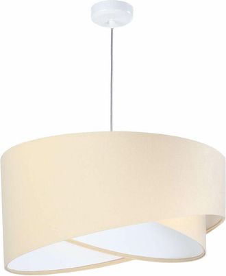 Licht-Erlebnisse Lampe &agrave; suspendre MADAN Cr&egrave;me Blanc rond &Oslash;50cm