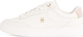Tommy Hilfiger Baskets Femme Essential Chic en Cuir, Beige (Ancient White), 41