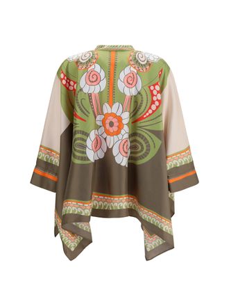 La DoubleJ Womens Printed Silk Scarf Shirt Ambrosia Plac&eacute;e