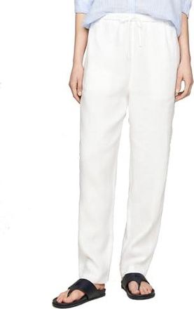 Tommy Hilfiger Pantalon Femme Casual Linen Pull on Pant Tapered Fit, Blanc (Th Optic White), 44