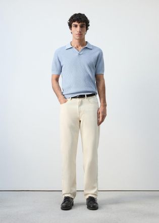 Mango Strukturiertes Strick-Poloshirt aus 100 % Baumwolle himmelblau - Herren - XXL - MANGO MAN