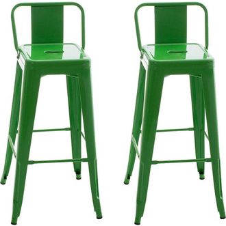 Clp Ensemble de 2 tabourets hauts avec dossier m&eacute;tallique de style industriel dans diff&eacute;rentes couleurs colore : VERT