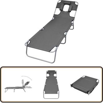 vidaXL Vidaxl - Sonnenliege Klappbar Kopfkissen Verstellbare Rückenlehne Grau - Sonnenliege - Gartenliege - Liege - Outdoor Möbel - Relaxieren