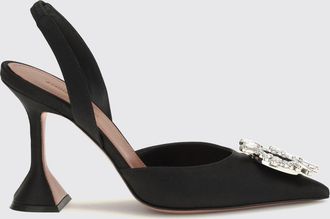 Amina Muaddi Escarpins slingback Begum en satin avec boucle bijou
