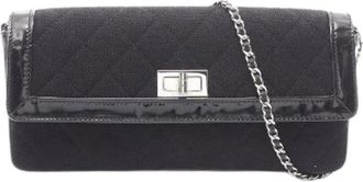 Chanel Pre-owned Sac bandouli&egrave;re matelass&eacute; 2.55 en toile et cuir verni - Femme - Pre-owned - Noir - Taille: ONE Size