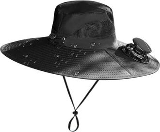 Generico Chapeau de ventilateur solaire large - chapeau de soleil &agrave; ventilateur solaire, chapeau de refroidissement &agrave; bord large en plein air | protection UV c